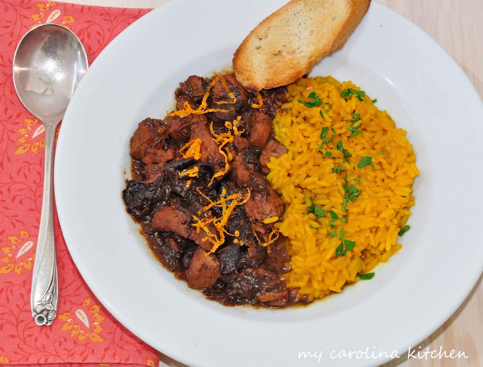 My Carolina Kitchen: Pork & Prune Stew with Turmeric Rice