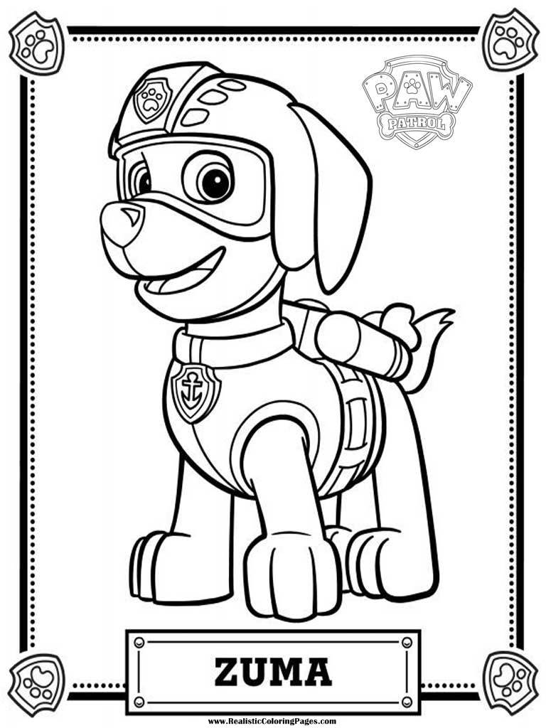 Zuma Paw Patrol Coloring Page