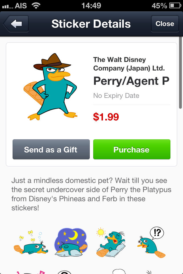 LINE Stickers Community: Perry/Agent P LINE stickers
