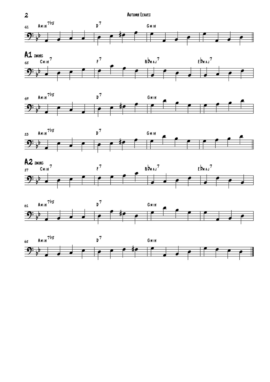 Bass transcriptions: Jazz standards bass line (1)