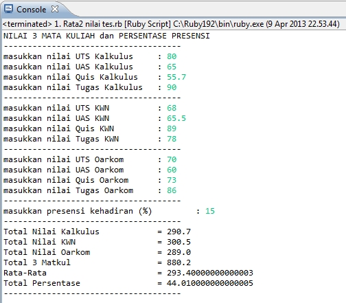 CONTOH SOAL PROGRAM RUBY SEQUENTIAL - Mengenal Teknik Informatika