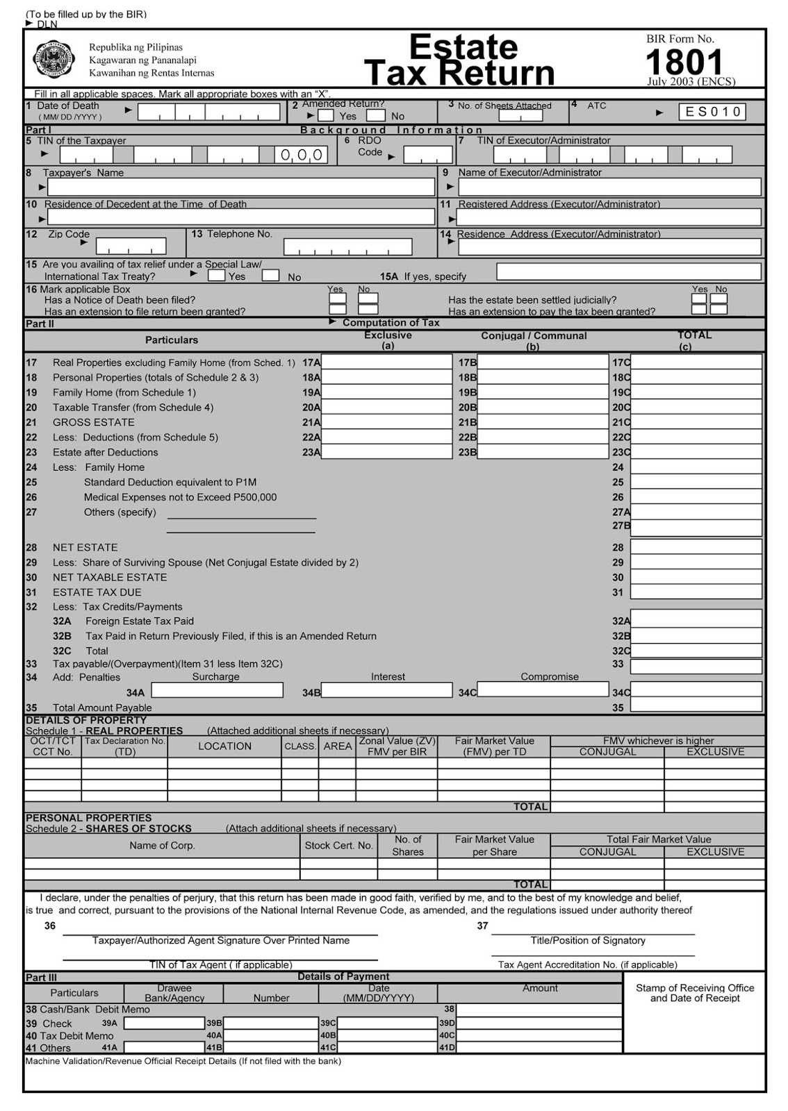 busapcom: BIR Form 1801 Download