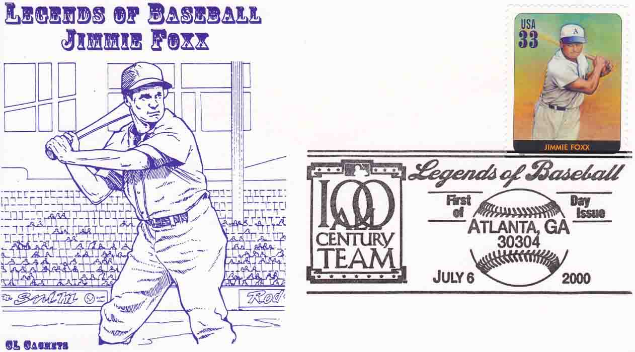 Baseball Stamps & Postmarks: Legends of Baseball : All-Century Team - 2000