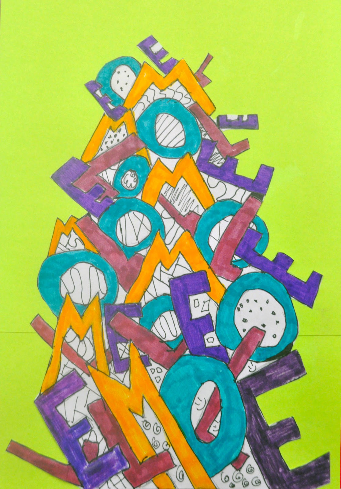 artisan des arts: Raining letters name art - grade 5/6