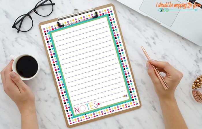 Free Printable Notes Page | i should be mopping the floor