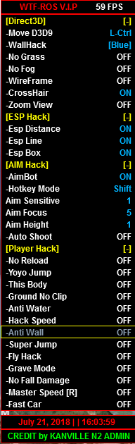 Cheat Rules Of Survival WTF-ROS V.I.P D3D Menu (Undetect) - WTF-ROS