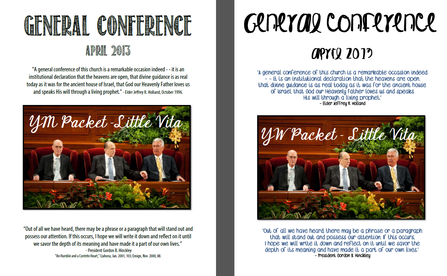 Little Vita: General Conference 2013 Packets