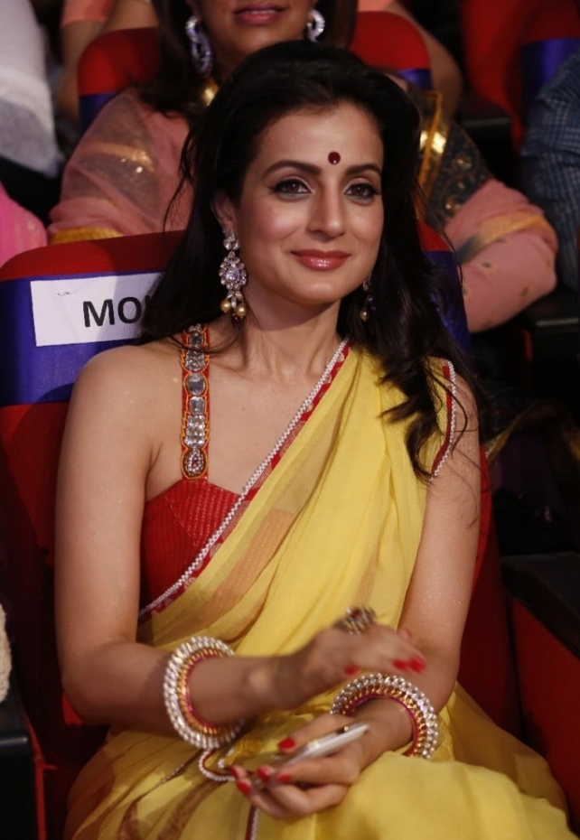 Bollywood Actress Amisha Patel: Amisha Patel Yellow saree at her event ...