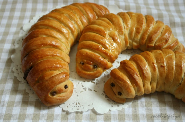 Cook like Priya: Caterpillar Bread with Step by step | Worm shaped ...