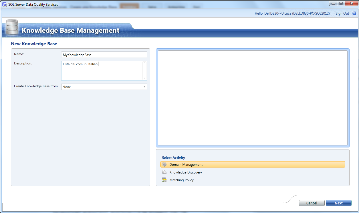 SQL Server Tips & Tricks: Data Quality Service : Creare una Knowledge Base