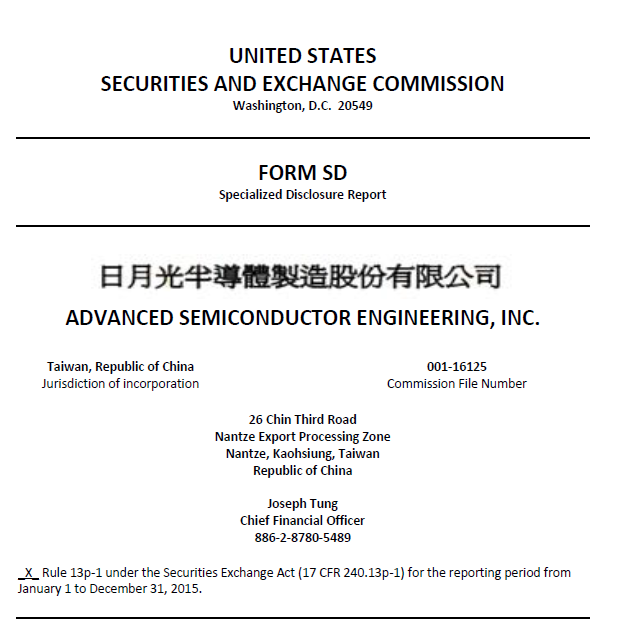 Conflict Minerals Report: Advanced Semiconductor Engineering, Inc ...
