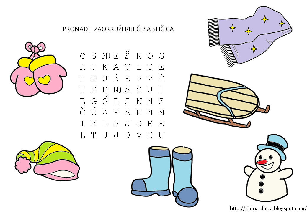 Zlatna djeca: Zima - radni listovi