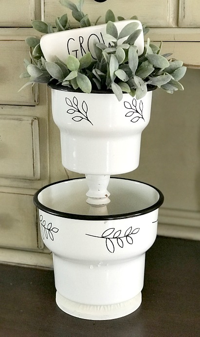 IKEA Hack Enamelware Pedestal Planter