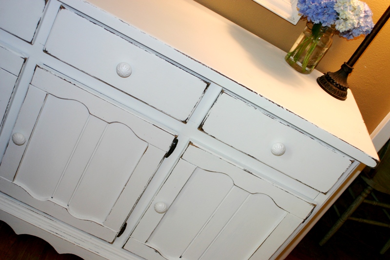 charming creations: Antique White Distressed Farmhouse Buffet Cabinet