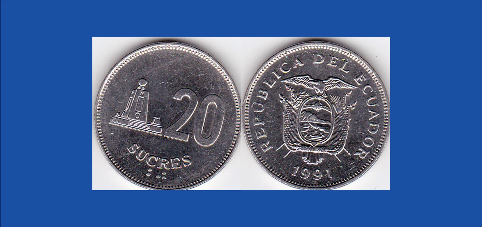 Monedas del Mundo: moneda de 20 sucres de Ecuador
