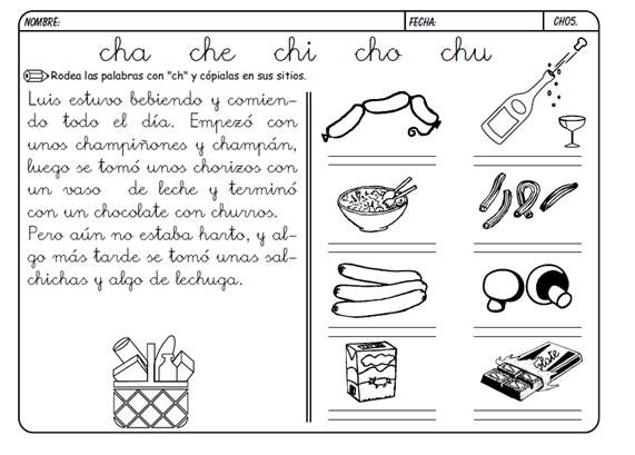 El rincón de Aurora: Fichas del fonema Ch, ch
