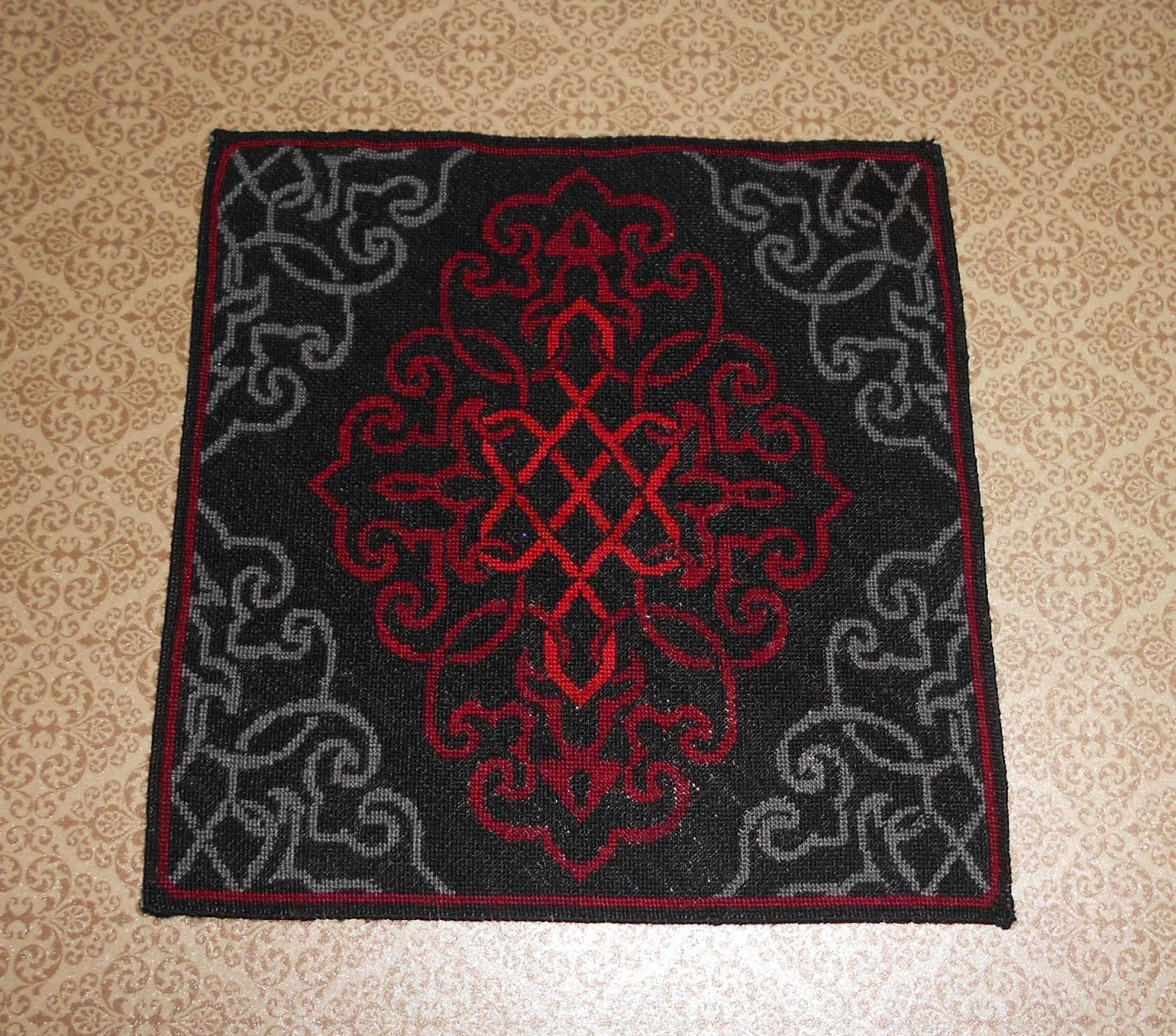 Natalia's Fine Needlework: OOAK Gothic Rug in 1/12th scale. Petite Point