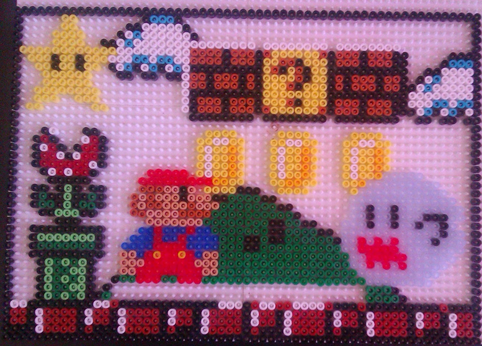 pixel art en perle hama: univers mario en hama beads