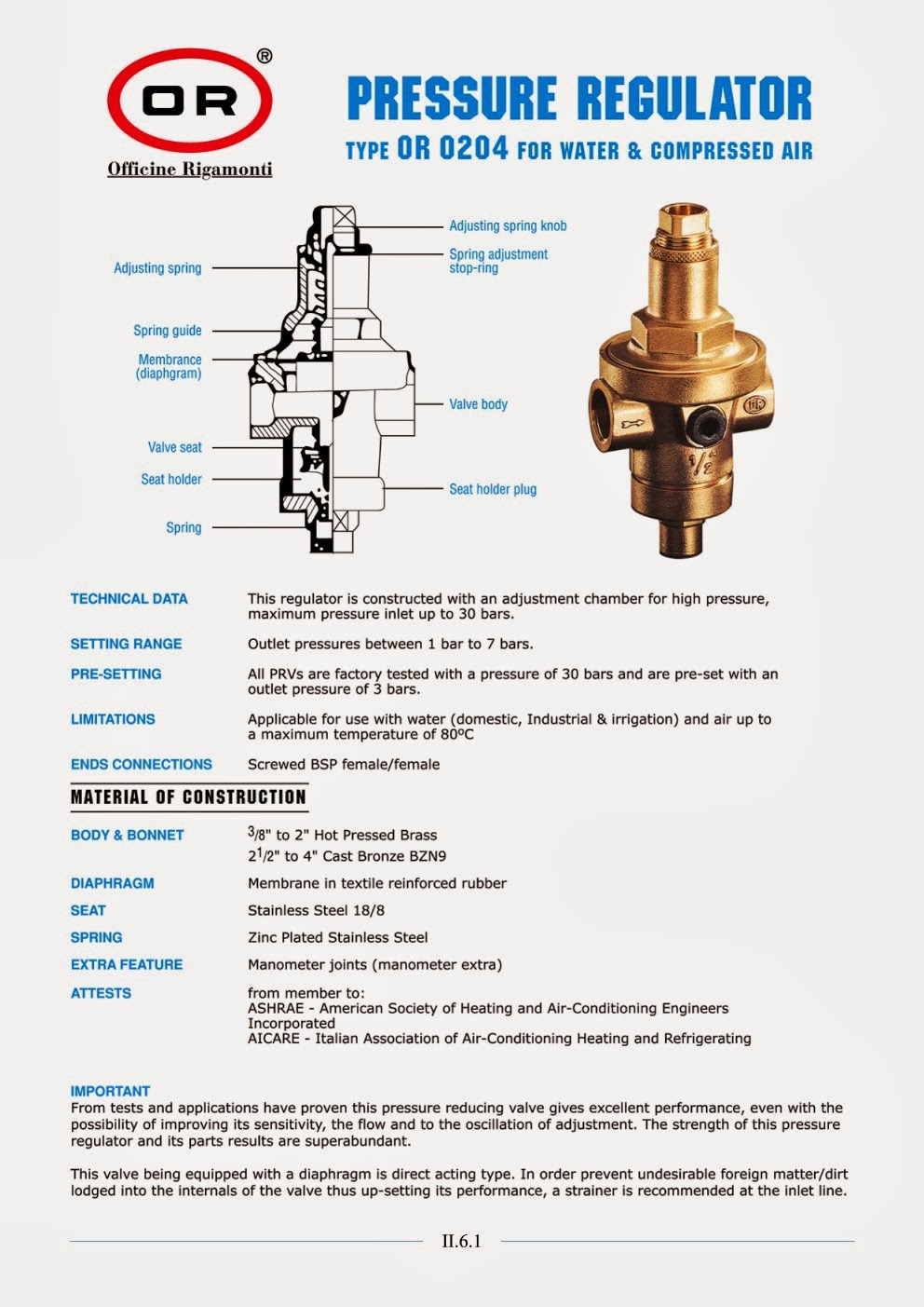 ARITA GLOBAL VALVE: OR Pressure Regulator Valve - PRV