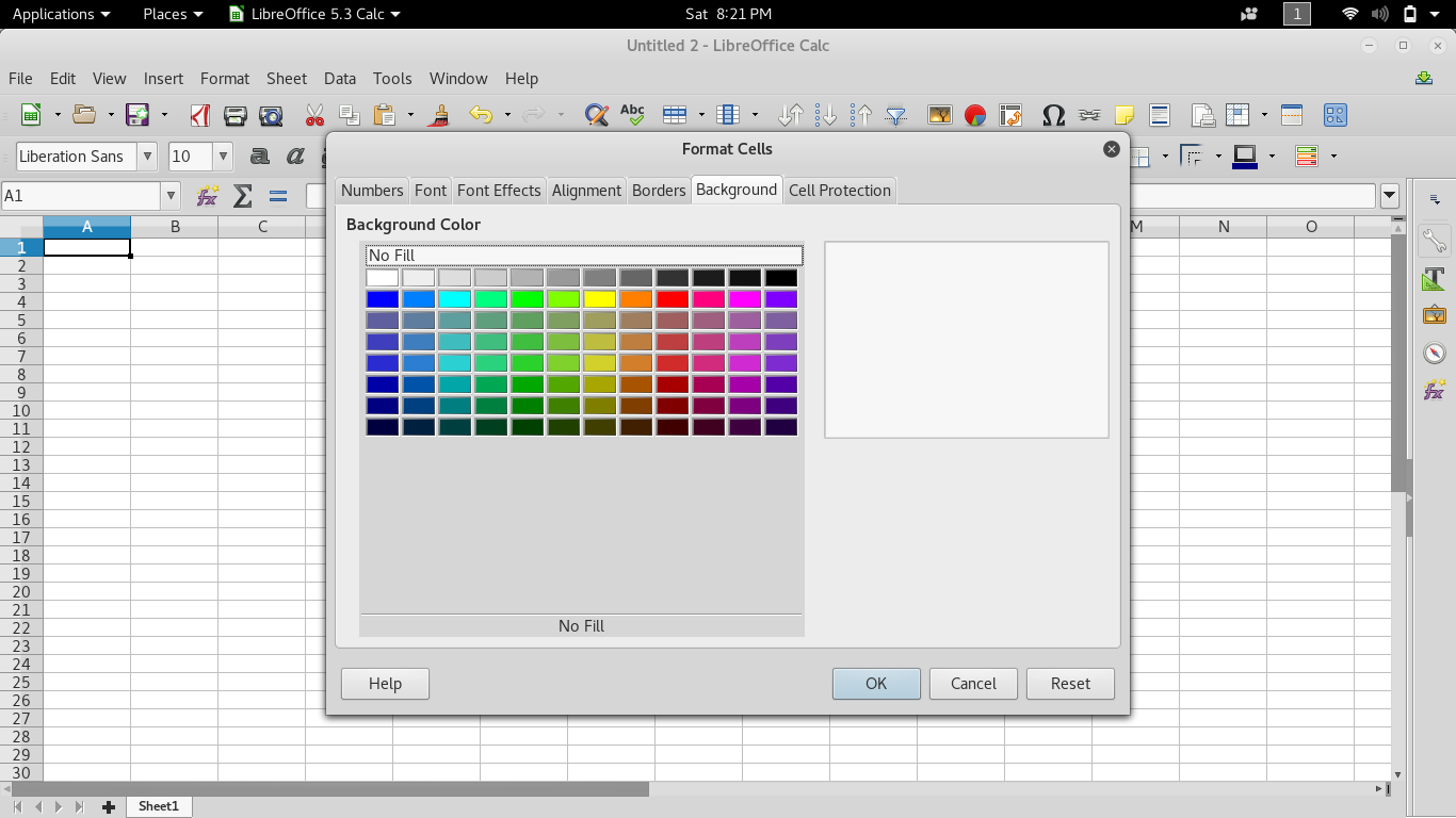 How to give color to the table excel or Calc Libre - nara id