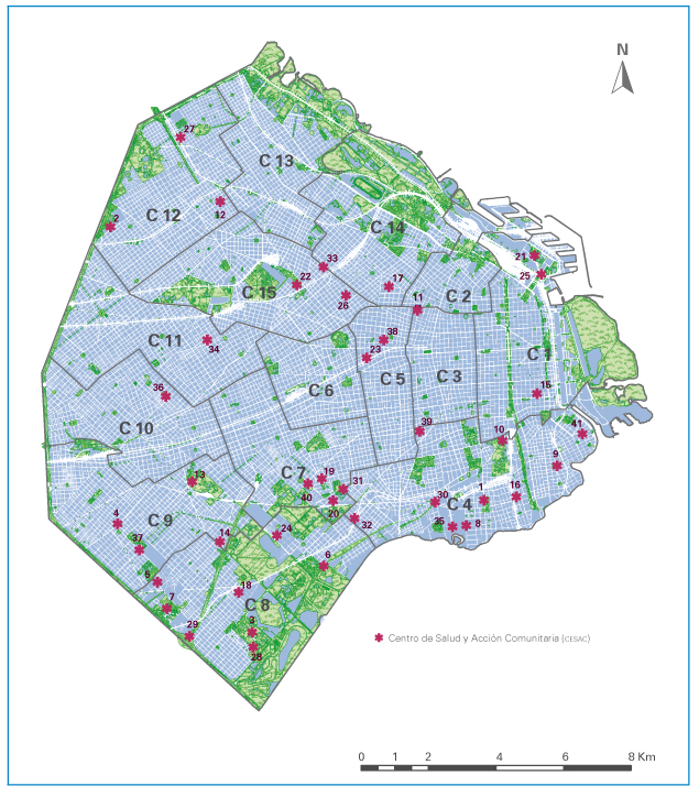 Mapa de los CeSAC de la Ciudad Autónoma de Buenos Aires