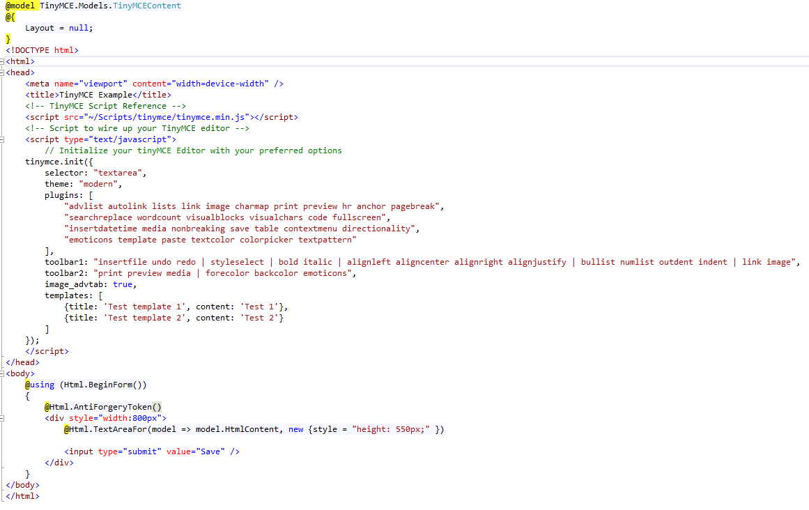 Think Before Start: Configure TinyMCE editor in ASP.NET MVC5 Think Before Start: Configure TinyMCE editor in ASP.NET MVC5