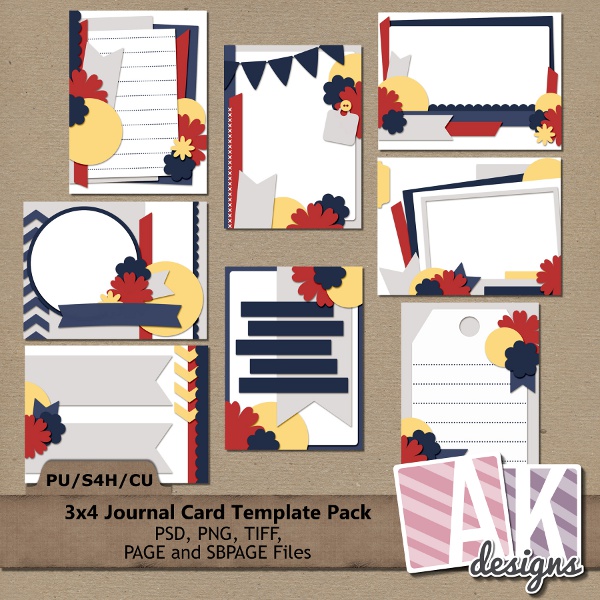 AK Designs: $1 Template Pack, Facebook Freebie & Journal Card Freebie!