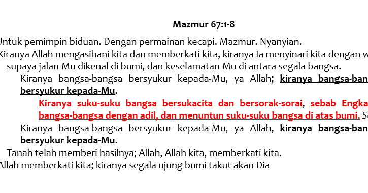 Renungan Hidup Kristiani: Doa Berkat, Permohonan dan Pengharapan demi Kemuliaan Allah (Mazmur 67 ...