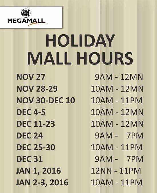 Nationwide List: SM Christmas Holidays 2015, New Year Mall Hours Schedule