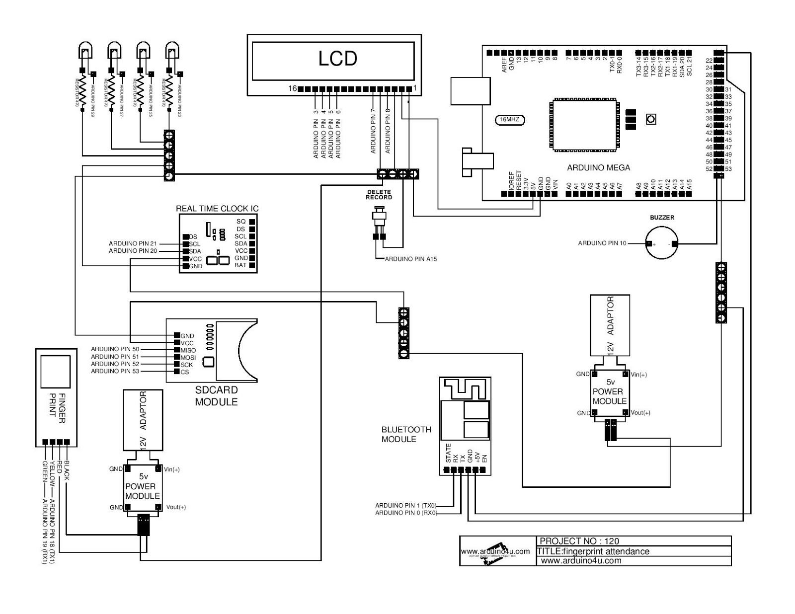 Projek Elektronik Arduino4u.com: 120-Fingerprint Attendance