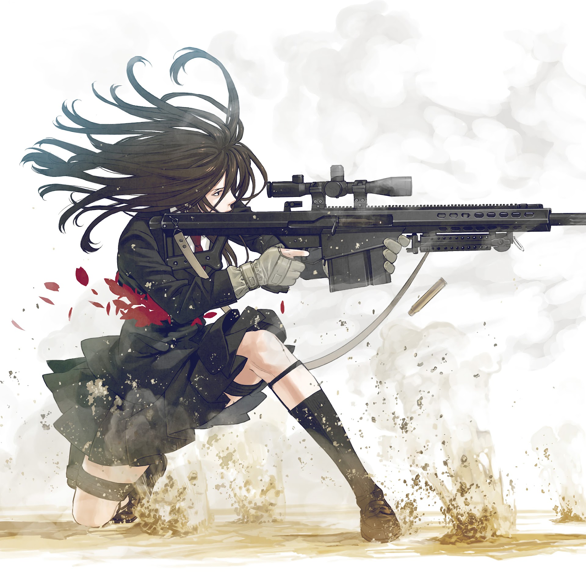 Anime, Girl, Shooting Sniper Rifle, 4K, #98 Wallpaper PC Desktop