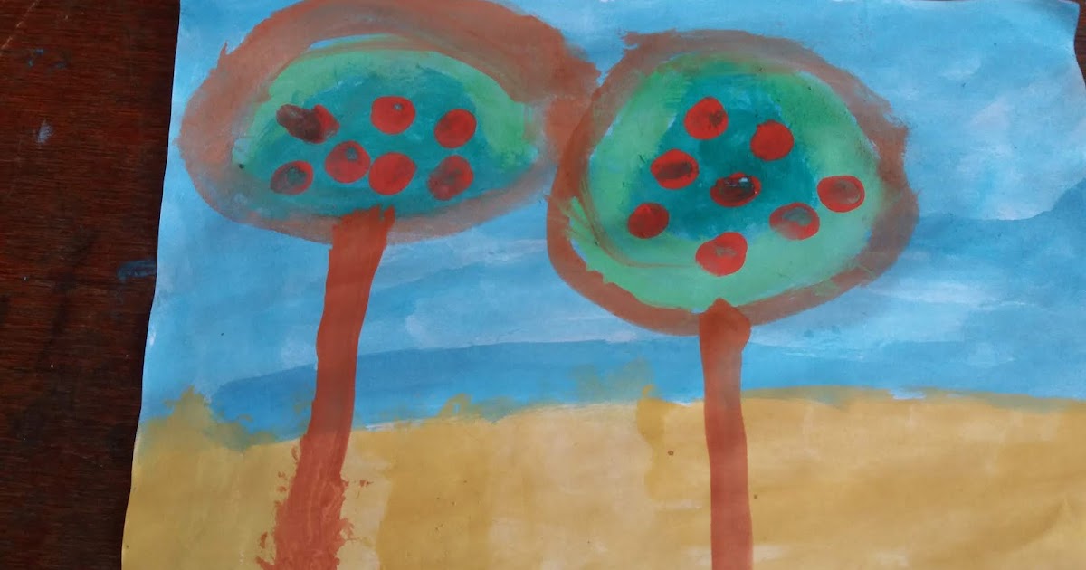 Lumea lui Scolarel...: Pictură: Livada cu meri