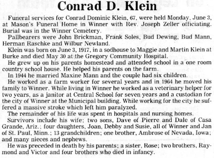 Klein Family History: Conrad and Maggie...