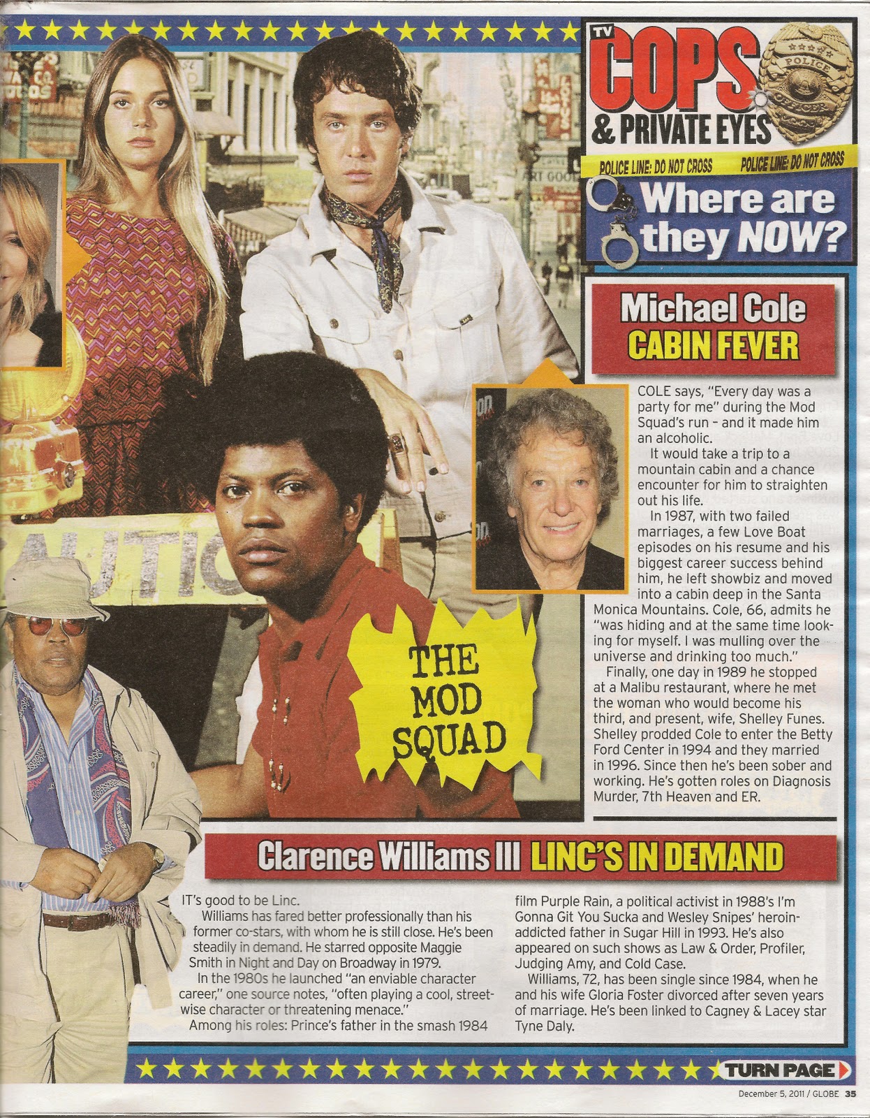 Friends of Michael Cole and fans of The Mod Squad.: Mag Articles
