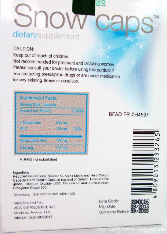 Lucky Citrine: SnowCaps L-Glutathione Capsule