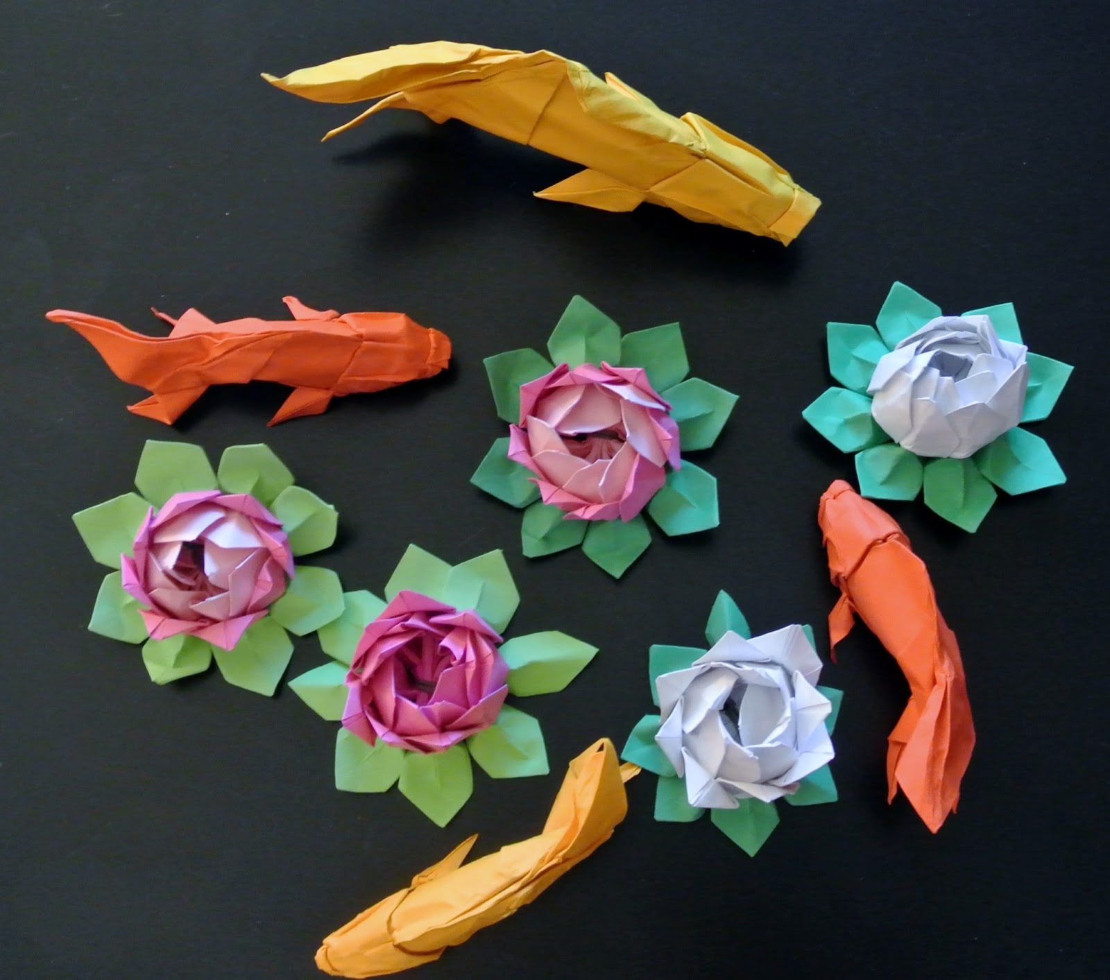 The Midnight Carver: An Origami Pond Scene...With Goldfish!