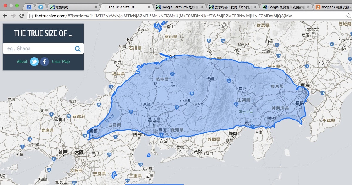 地理老師教學好工具 TheTrueSize 圖解台灣真實大小
