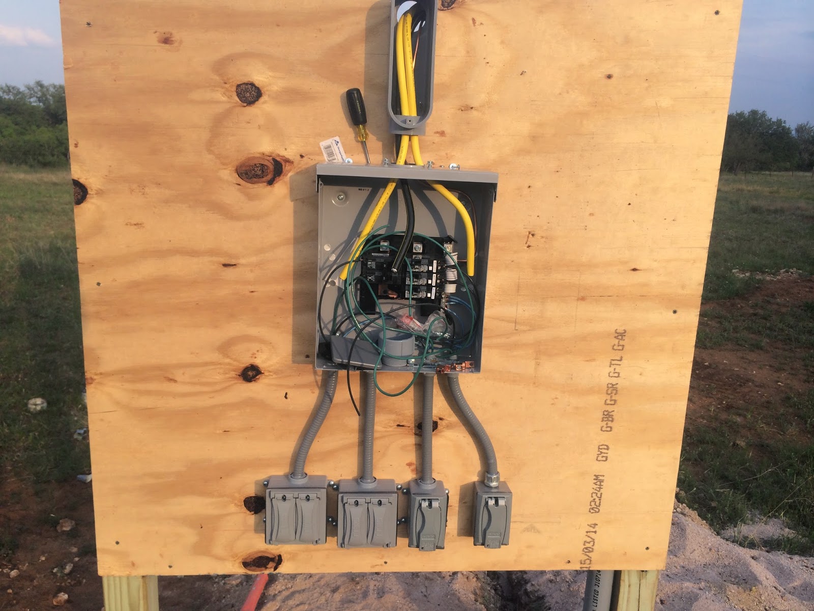 Stockton House: Installed the temporary electrical panel for power ...