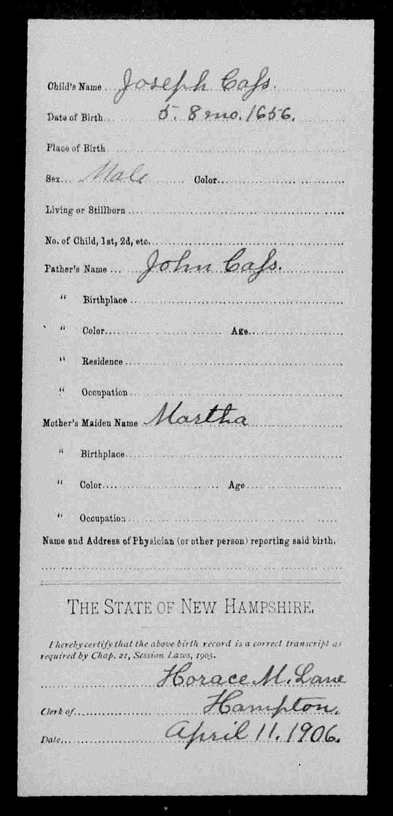 Cass Ancestry: May 2011