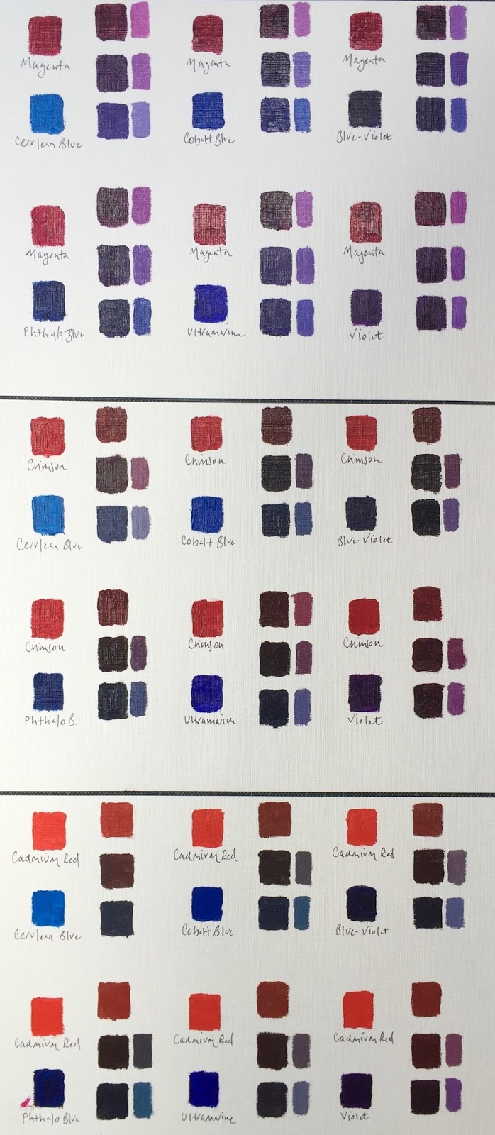 Colour Mixing Studies 'Green & Violet' - Clare Bowen