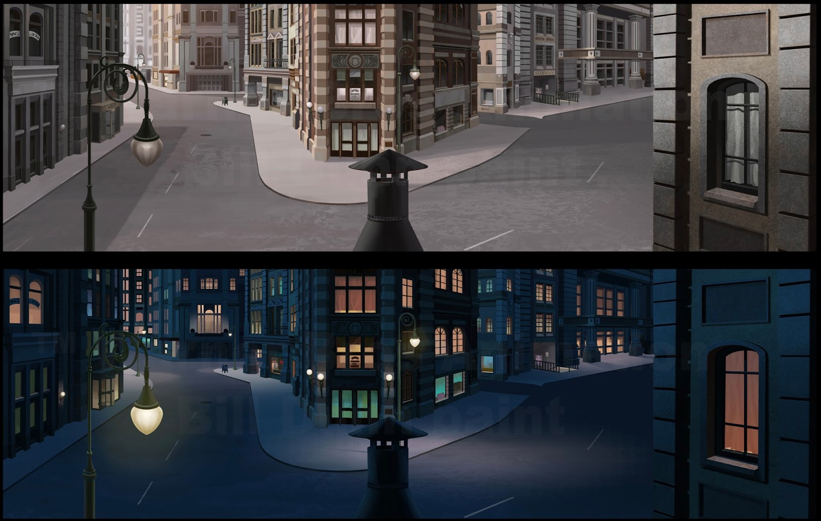 Bill Dunn Animation Paint Blog: Gotham City street scene from "Batman ...