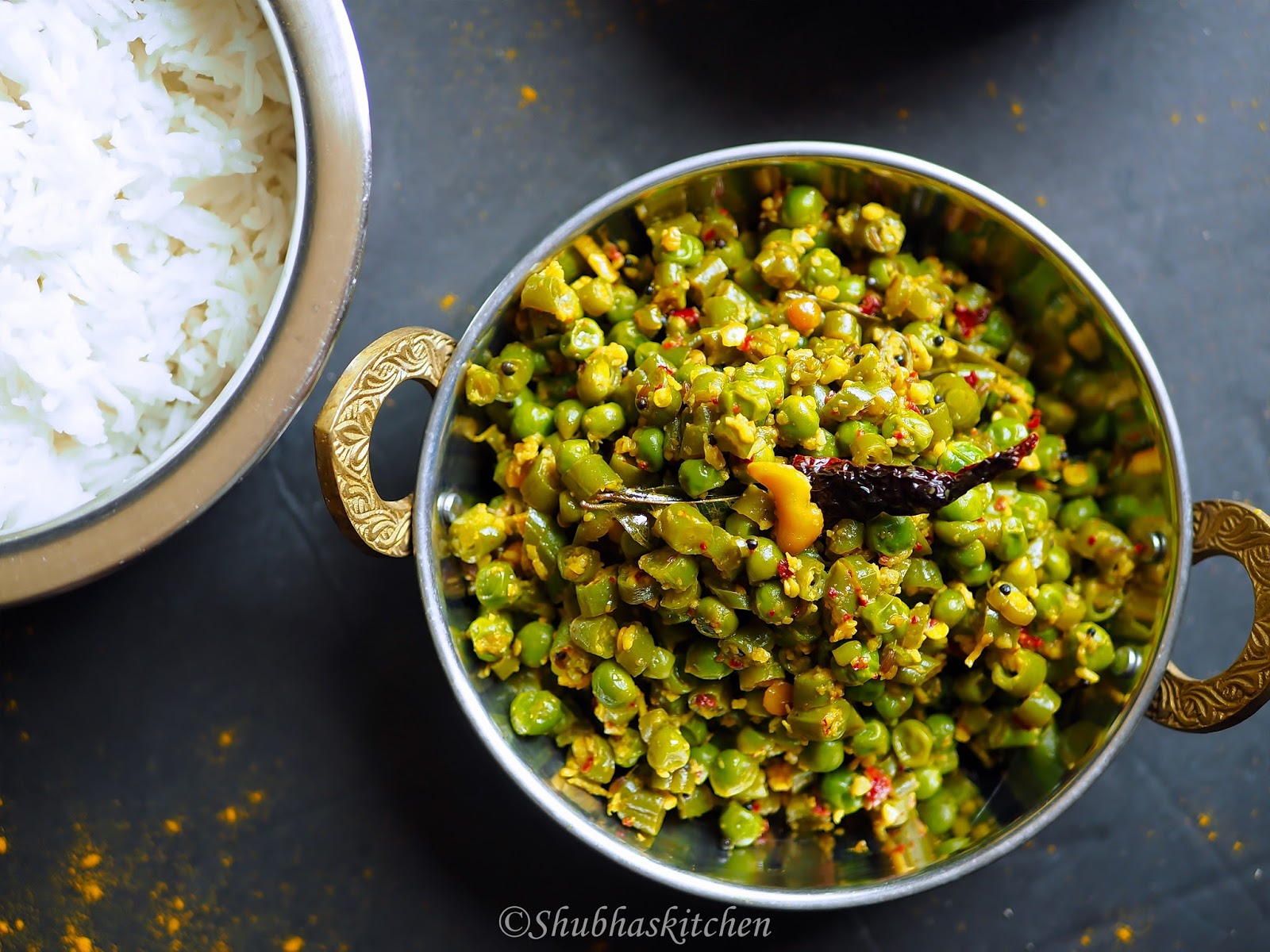 Meri Rasoi: Grean beans and Peas Palya / Sabzi / Stir-fry