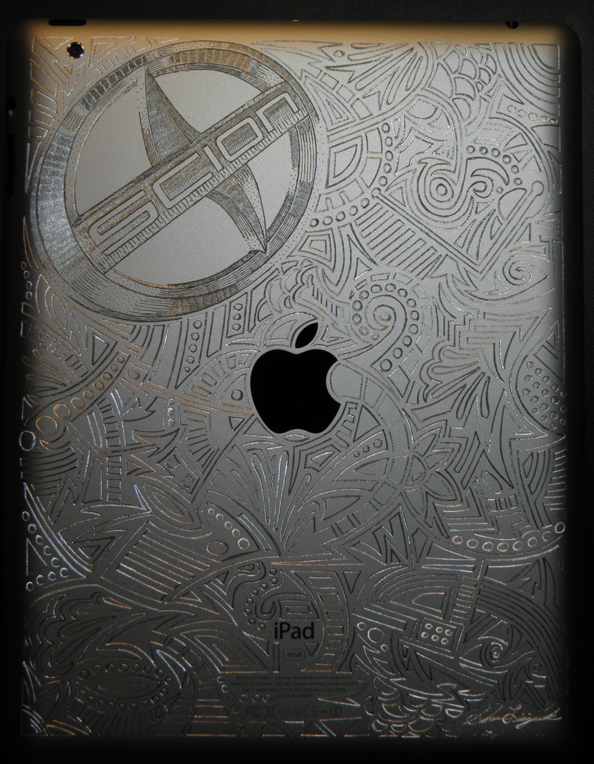 Exotic Engravings: #1 of 12 (Hand Engraved iPad 2) Sharpie Style Design