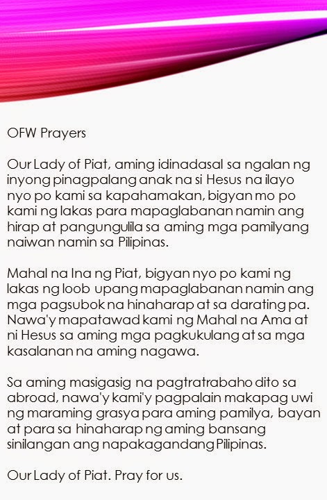 OFW Prayers to Our Lady of Piat | Our Lady of Piat | Pray for us.