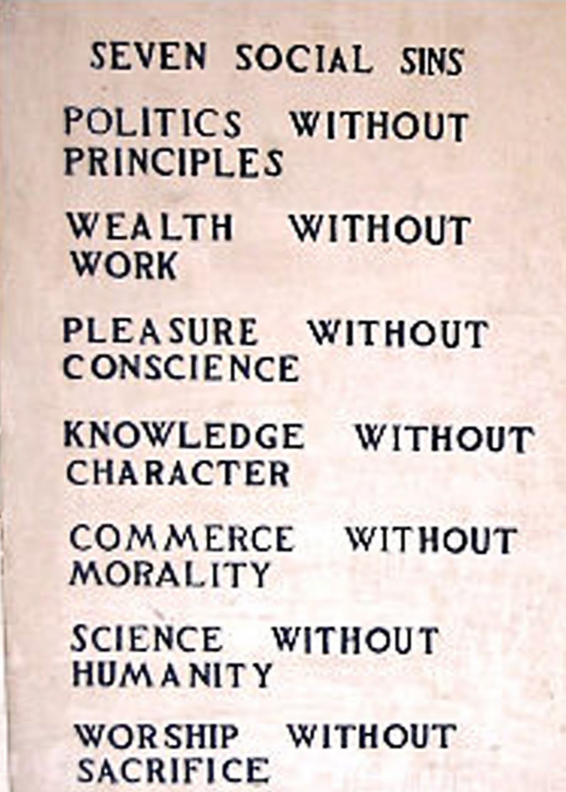 Waiting in the shade sitting on a brick ...: The Seven Social Sins