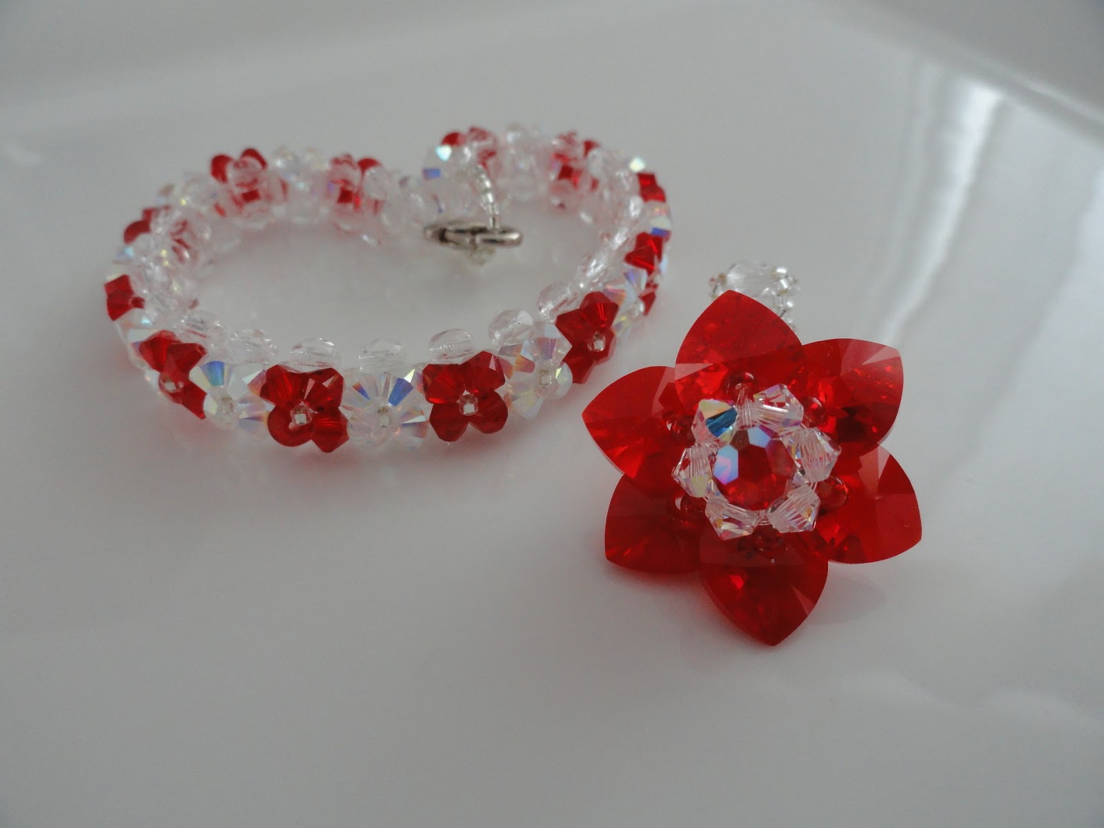Perles and Pinpin : Parure Rouge Passion en perles de cristal Swarovski