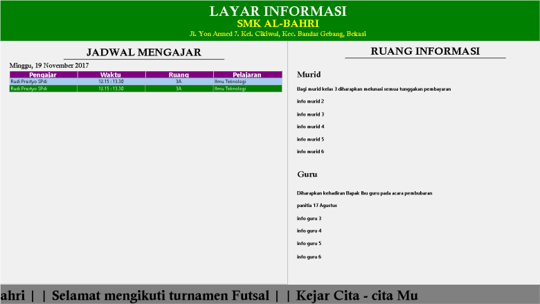 Display Informasi Sekolah ~ DaFi Software, Software House, Aplikasi ...