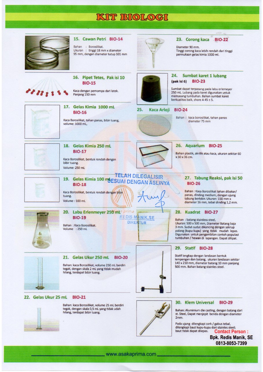 LABORATORIUM BIOLOGI & KIMIA SMP - Grosir Alat Lab IPA SMP SMA SMK ...