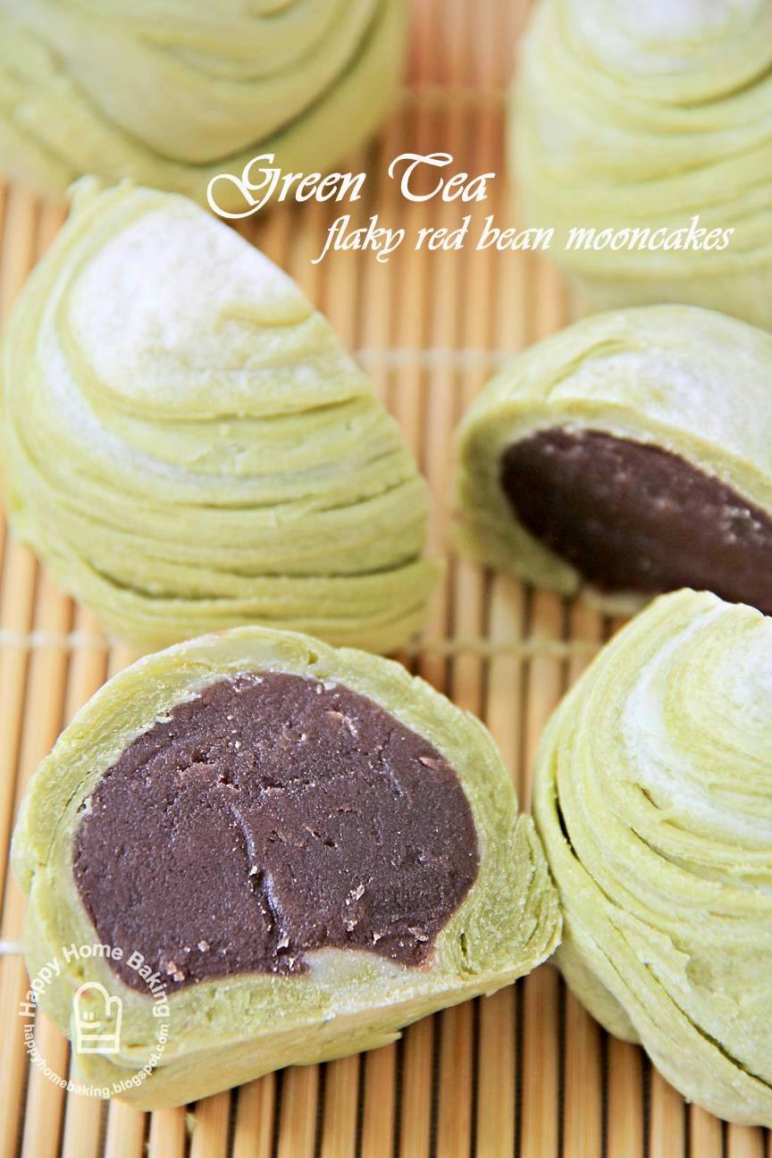 Happy Home Baking: 抹茶芋头酥 matcha green tea flaky mooncakes
