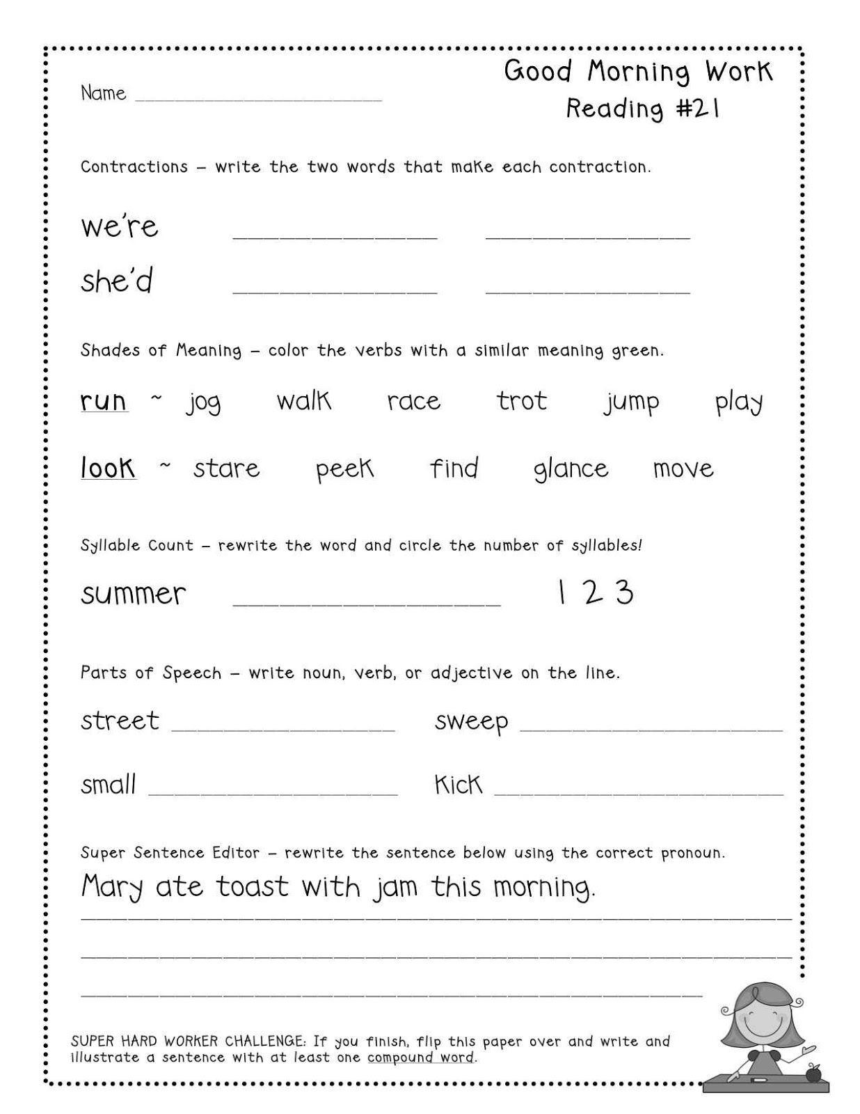 GOOD MORNING WORK {READING} + MOMMIES + FREE STUFF - Teacher Idea Factory